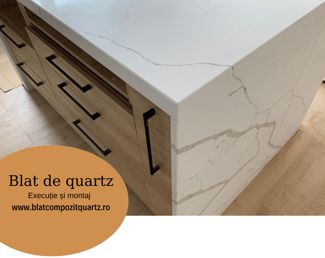 Blat quartz la comandă, panou de spate. Executie si montaj